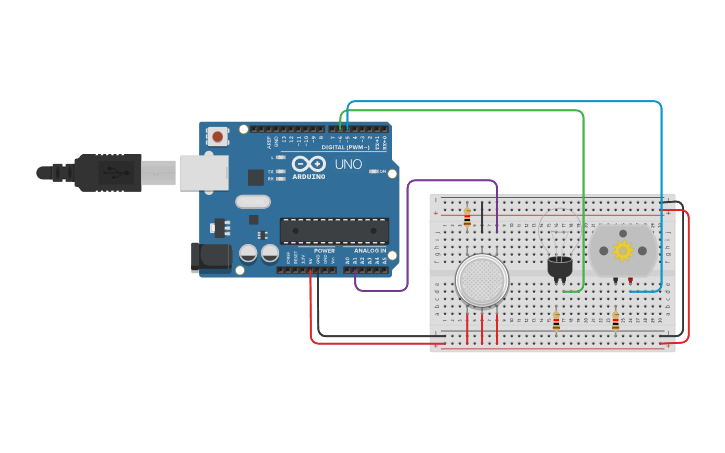Circuit design Sensor de Gas - Tinkercad