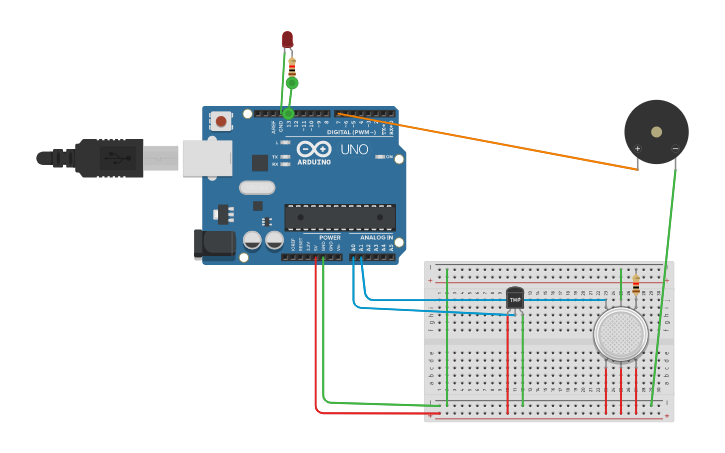 Circuit Design Fire Alarm Using Smoke Detector Tinkercad