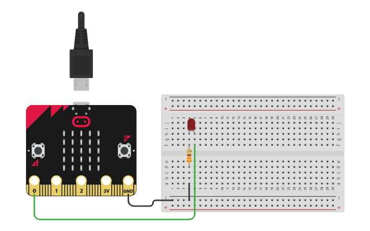 Circuit design Microbit Blink - Tinkercad