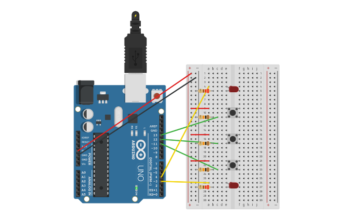 Circuit design Indicator Light - Tinkercad