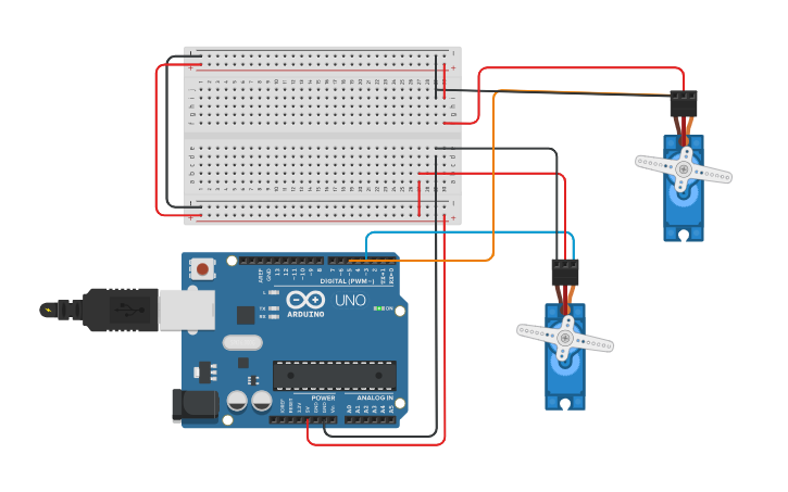 Circuit design 2 Servo Motors With Arduino - Tinkercad