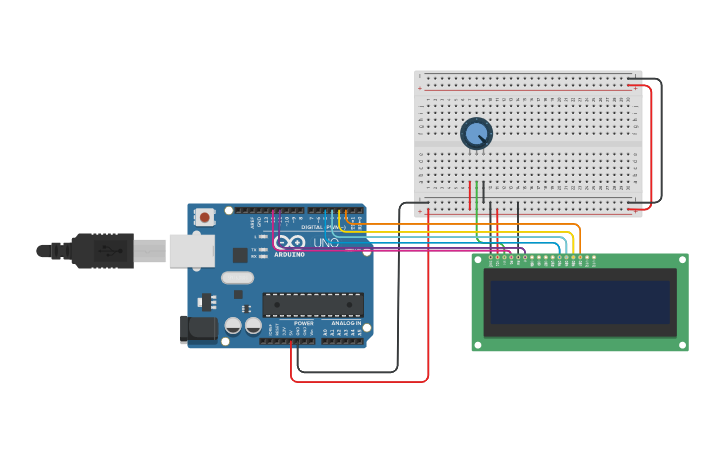 Circuit design A. LIQUID CRYSTAL HELLO WORLD! - Tinkercad