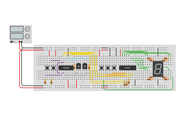 Circuit design Demo: 74HC93+CD4511 (0 to 9) - Tinkercad