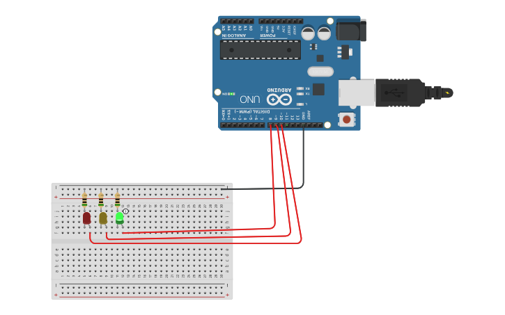 Circuit design semáforo | Tinkercad