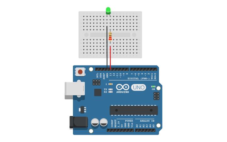 Circuit design Blink Led verde - Tinkercad