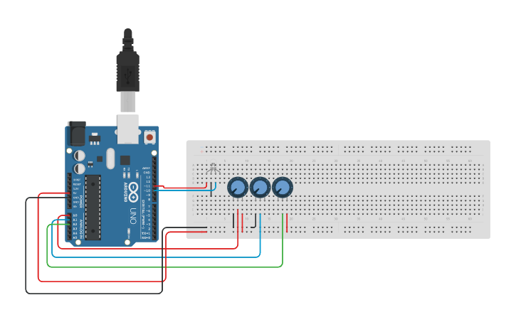 Circuit design Copy of LED RGB | Tinkercad