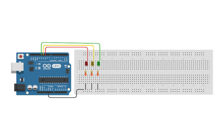 Circuit design encendido de led con For | Tinkercad