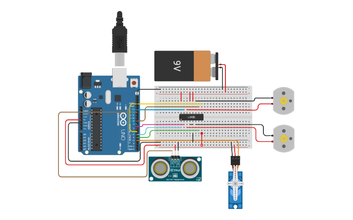 Circuit design Arduino Car - Tinkercad