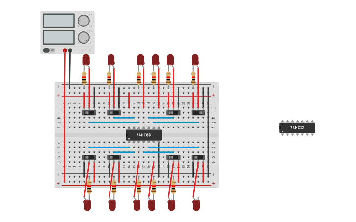 Circuit design simulador de porta end - Tinkercad