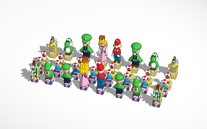 3D design Mario Chess Pieces - Tinkercad