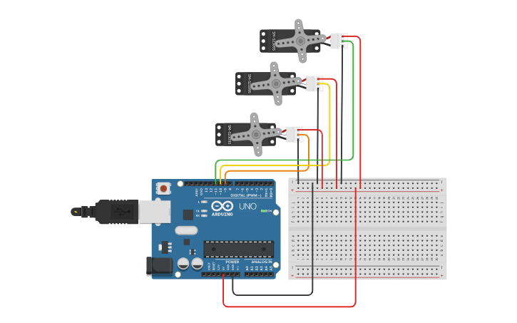Circuit design 3 Servo - Tinkercad