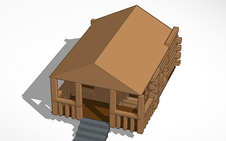 3D design wood log house - Tinkercad