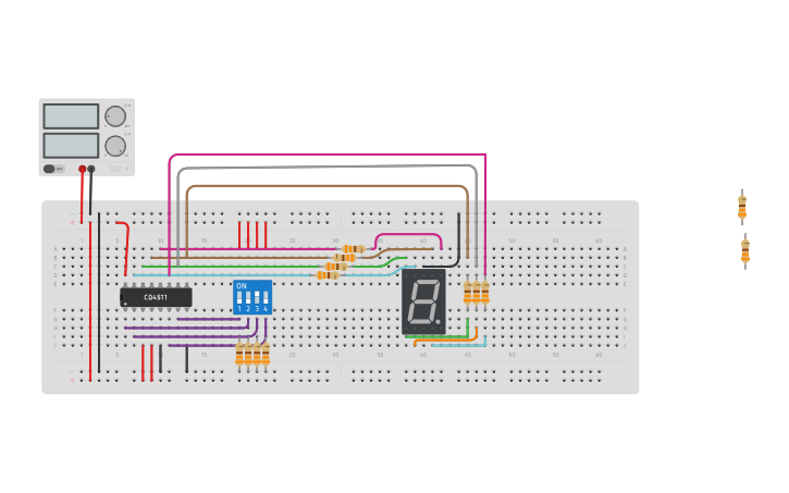Circuit design BCD to Seven Segment decoder 4bit_ - Tinkercad