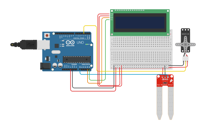 Circuit design SISTEMA DE RIEGO AUTOMÁTICO - Tinkercad