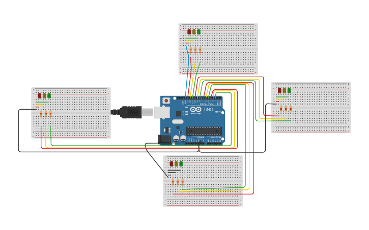 Circuit design Basic Arduino Traffic light program - Tinkercad