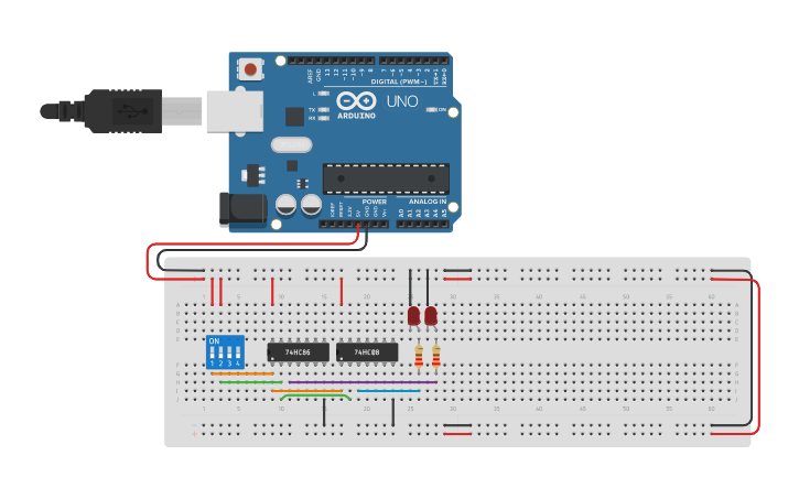 Circuit design Half Adder | Tinkercad