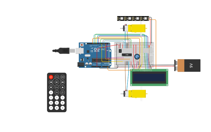 Circuit Design Projeto Controlar Dois Motores Dc Por Ir Tinkercad
