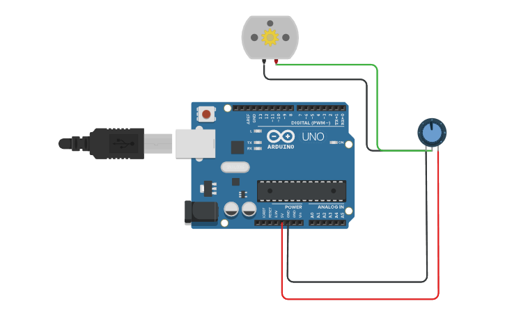 Circuit Design Moteur Avec Potentiomètre Tinkercad