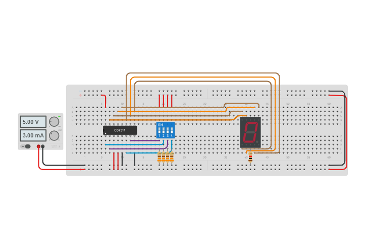 Circuit design Display de 7 segmentos y BCD - Tinkercad Circuit design Display de 7 segmentos y BCD - Tinkercad
