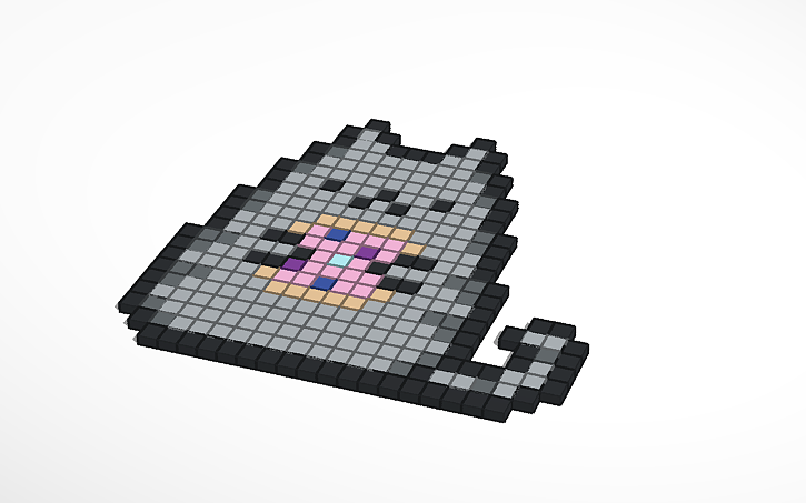 3D design Cat pixel Art - Tinkercad