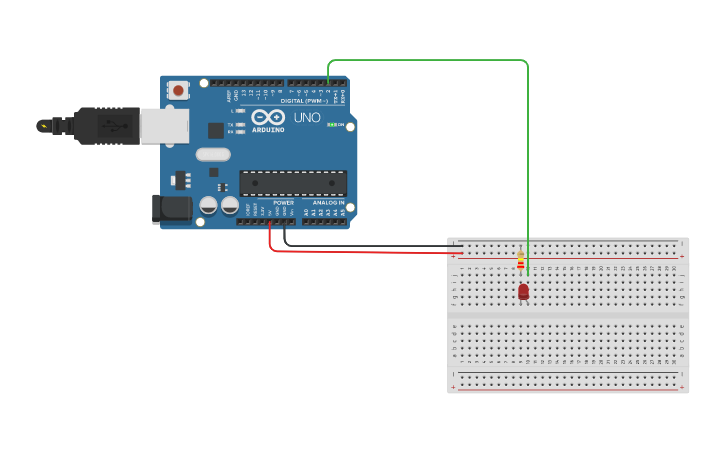 Circuit design Encender y Apagar el LED mediante código - Tinkercad