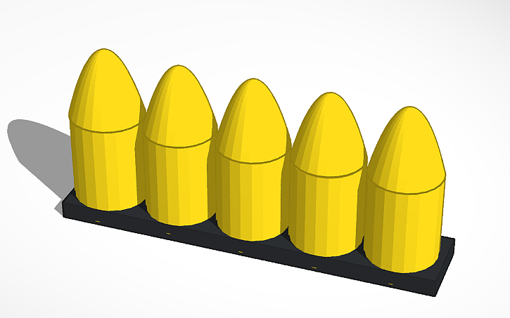 3D design Five bullets | Tinkercad