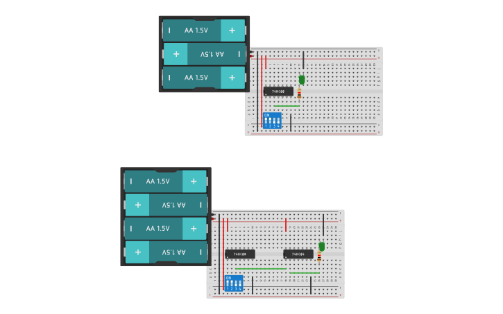Circuit design a x b invertido ou NAND | Tinkercad