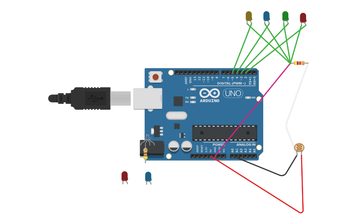 Circuit design Fun automatic day and night lights - Tinkercad