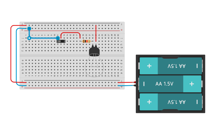 Circuit design switched bulb using breadboard | Tinkercad