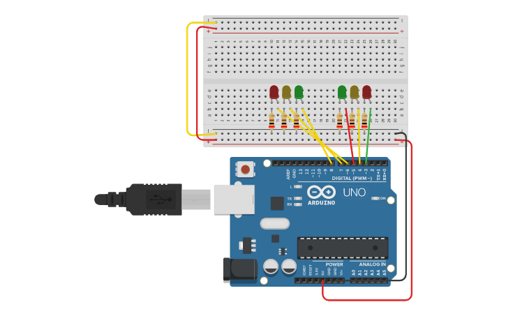 Circuit design semaforo - Tinkercad