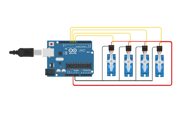 Circuit design ROBOTIC ARM - Tinkercad