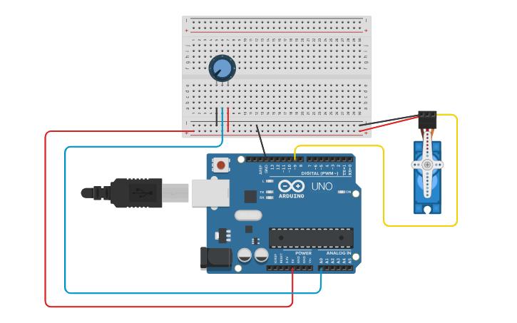 Circuit design Servos - Tinkercad