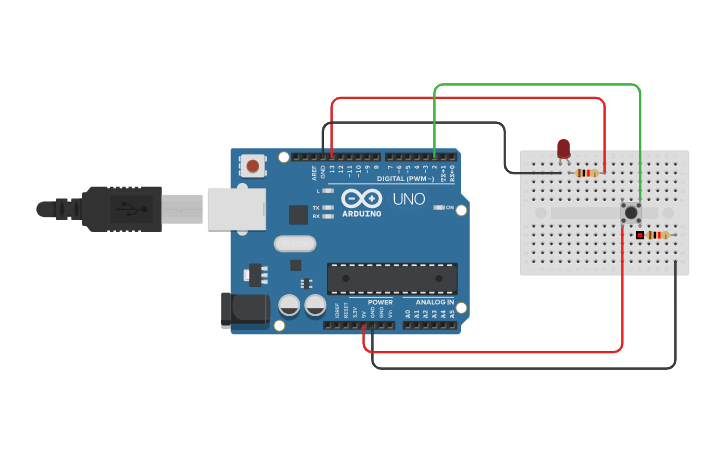Circuit design Push Button - Tinkercad