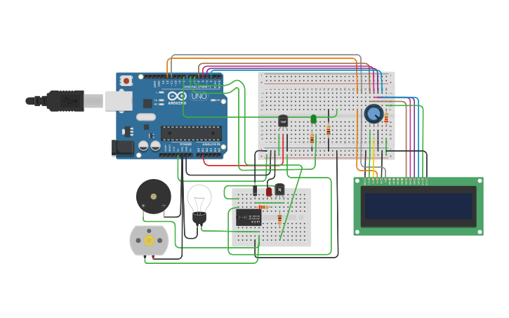 Circuit Design Sensor De Temperatura Con Lcd Y Ventilacion Tinkercad