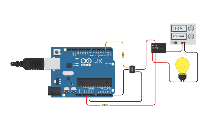 Circuit design Optoacoplador | Tinkercad