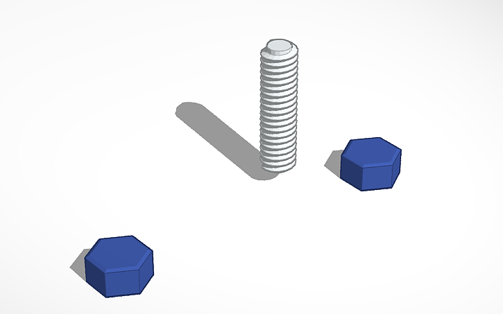 3D design 8mm Nut and Bolt - Tinkercad