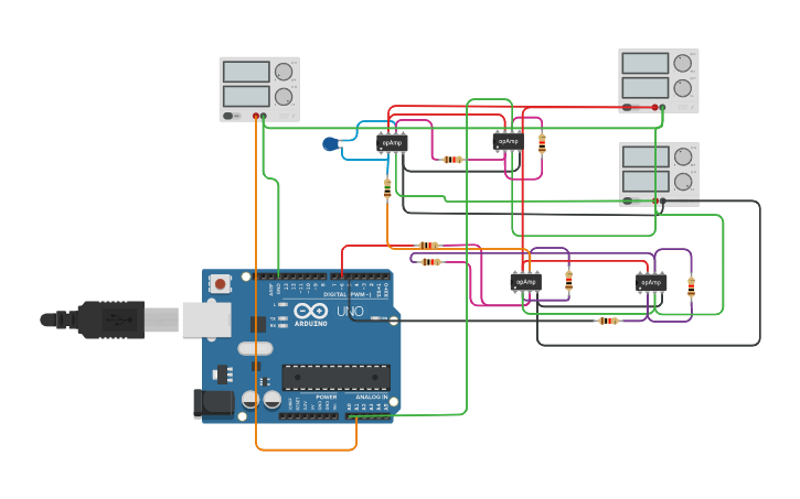 Circuit design Control PID Integrador - Tinkercad