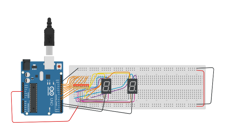 Circuit design 2.2) 7-2 segment 64070044 | Tinkercad