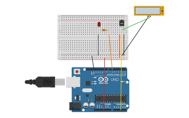 Circuit design controlling_LED_with_temperature_sensor - Tinkercad