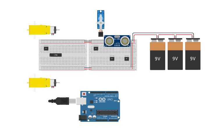 Circuit design Self Driving Car Project Student Start - Tinkercad