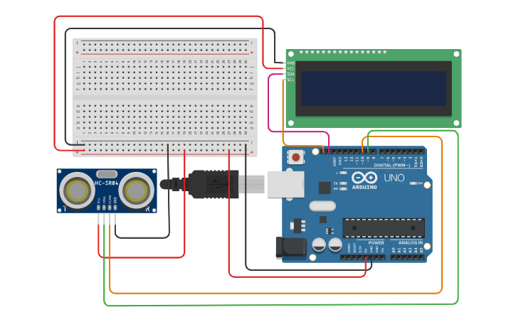 Circuit Design Distance Range Finder Tinkercad