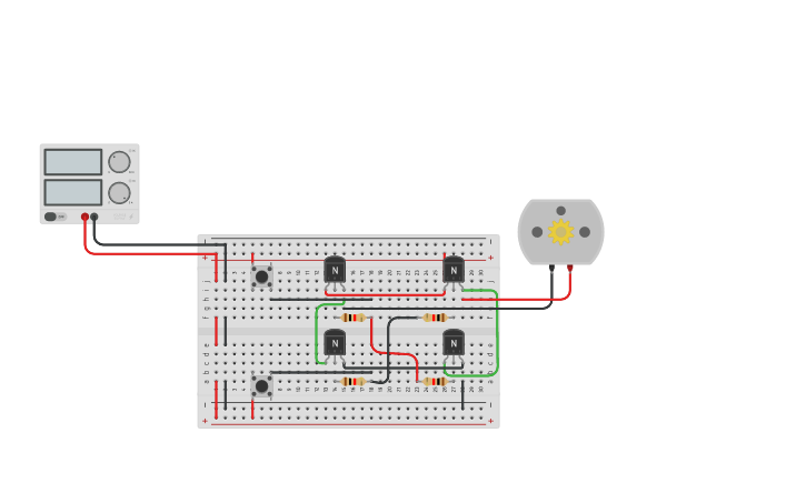 Circuit design INVERSION DE GIRO DE UN MOTOR DE DC CON PUENTE H | Tinkercad Circuit design INVERSION DE GIRO DE UN MOTOR DE DC CON PUENTE H | Tinkercad