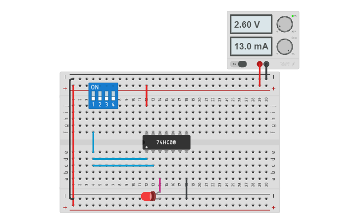 Circuit design NOT using NAND | Tinkercad