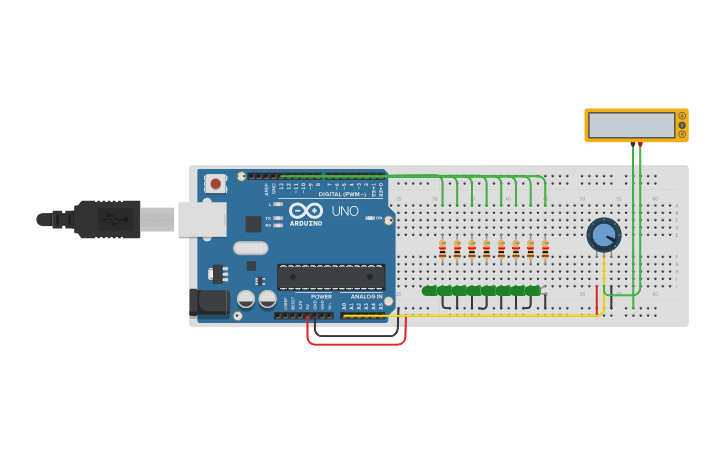 Circuit design ADC 8 bit - Tinkercad