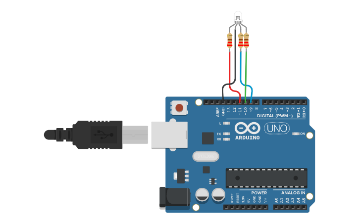 Circuit design RGB LED Color Mixing With Arduino - Tinkercad Circuit design RGB LED Color Mixing With Arduino - Tinkercad