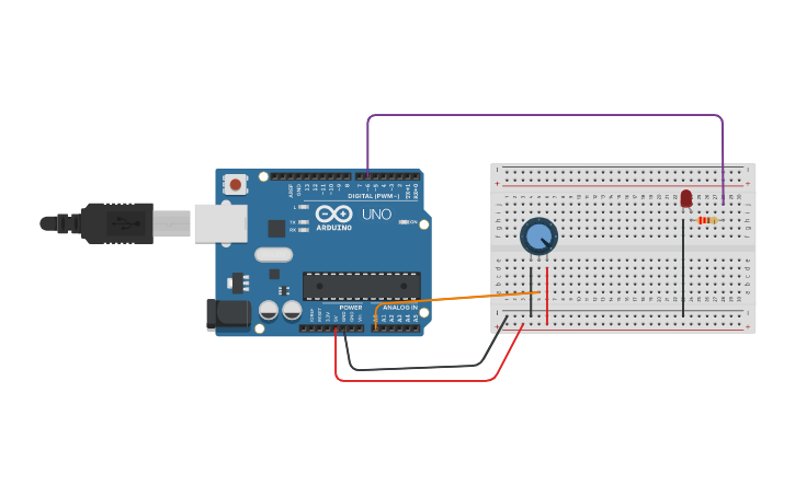 Circuit design Pratica 1 - PWM na Arduino | Tinkercad