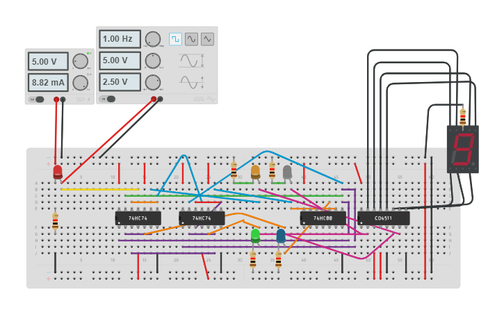 Circuit design DFF | Tinkercad
