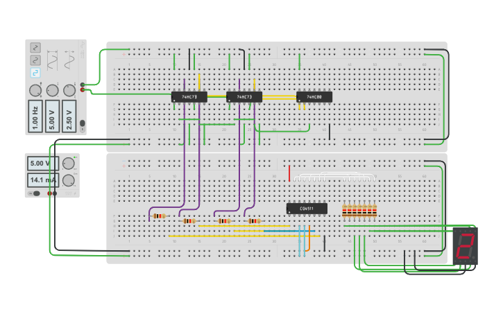 Circuit design 7 SEGMENT DECODER - Tinkercad