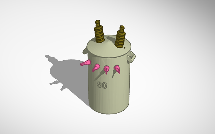 3D design POWER LINE transformer - Tinkercad