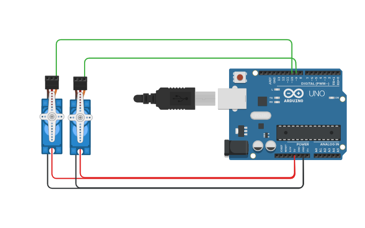 Circuit design Color sorter (arduino+servo) - Tinkercad